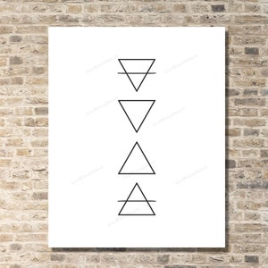 Four Elements Digital Prints, Minimalist Wall Art, Black and White Home Decor, Alchemical Earth ...