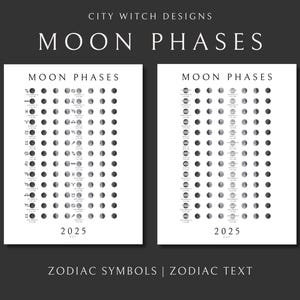 Moon Phases 2025 | Printable Moon Pages | Journal, Grimoire, Book of ...