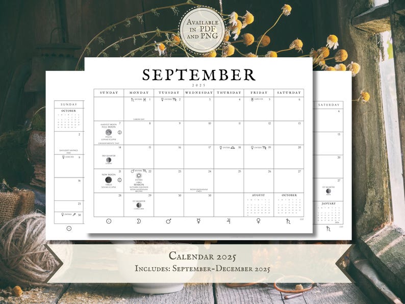2026 Witch Calendar: Astrology, Moon Phases, Sabbats (printable PDF ...
