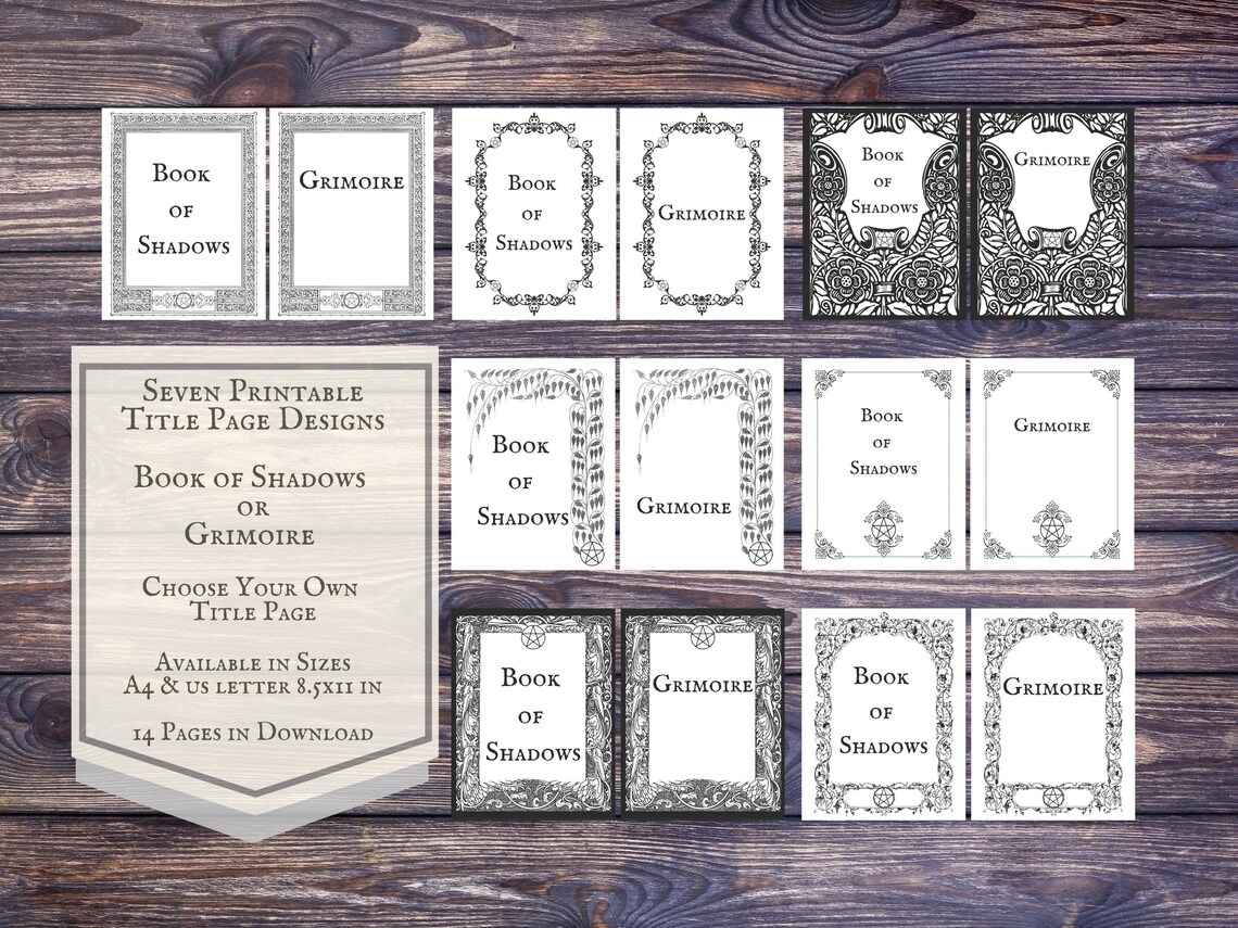 Book of Shadows Title Page, Grimoire Title Page, Printable Title Page ...