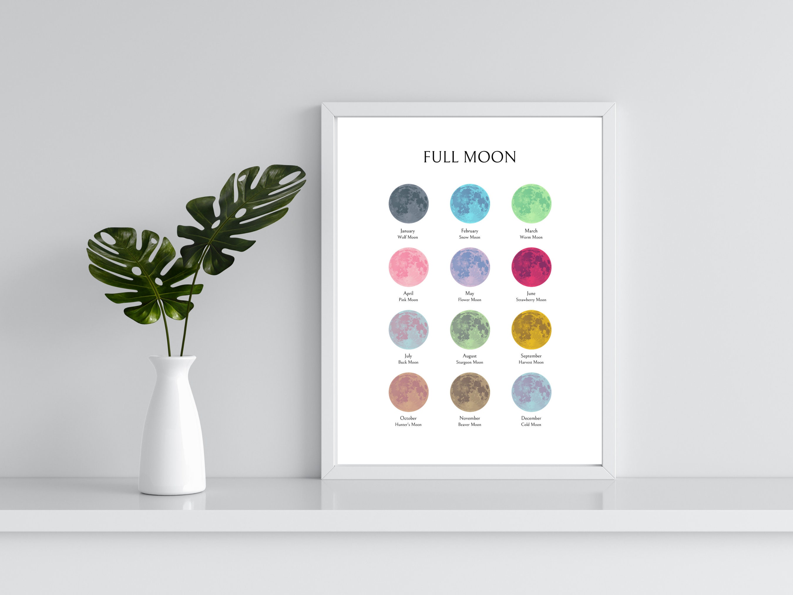 Printable Full Moon Wall Art, Eclectic Printable Art, Witch Printable ...