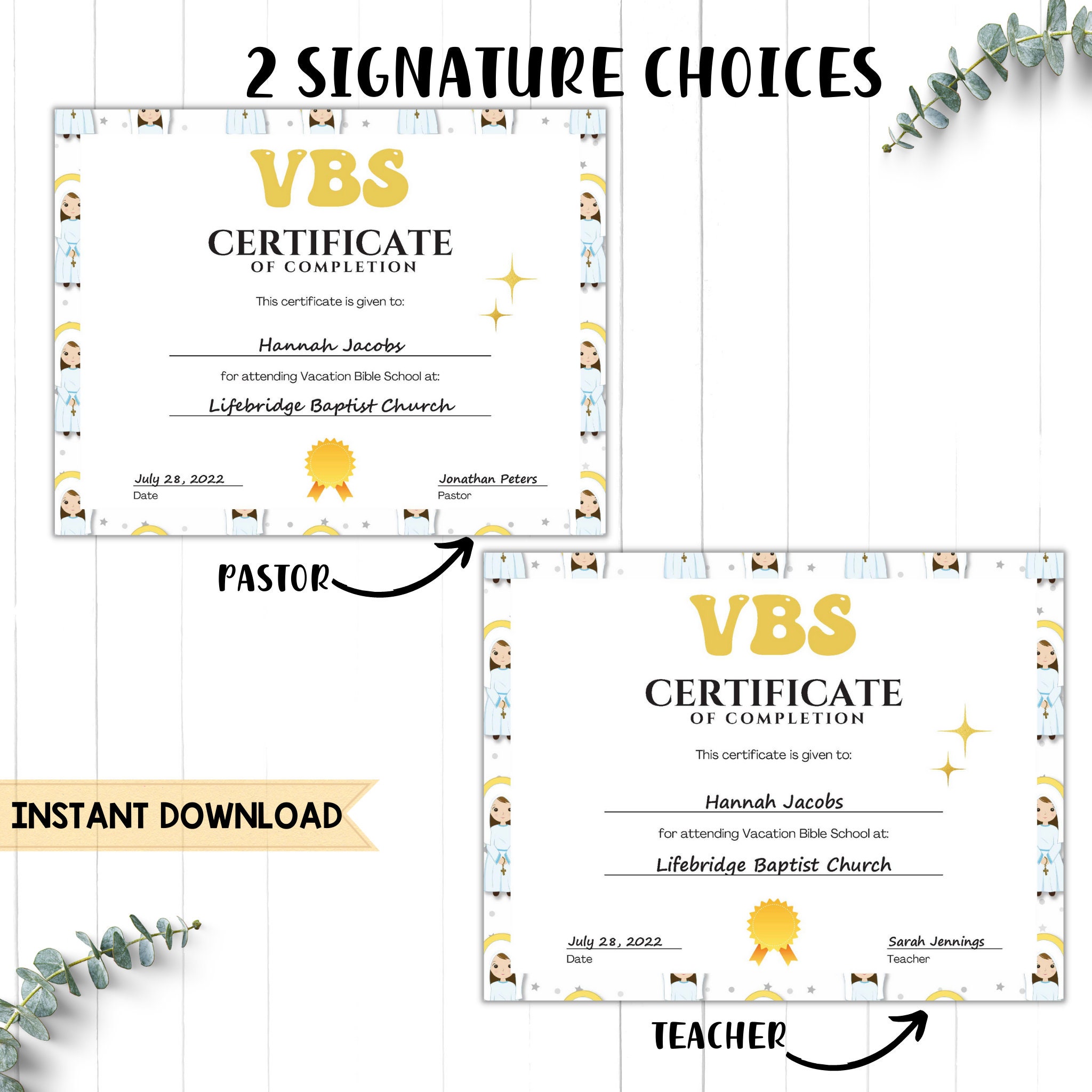 Summer Camp VBS Certificate VBS Vacation Bible School Certificate of ...
