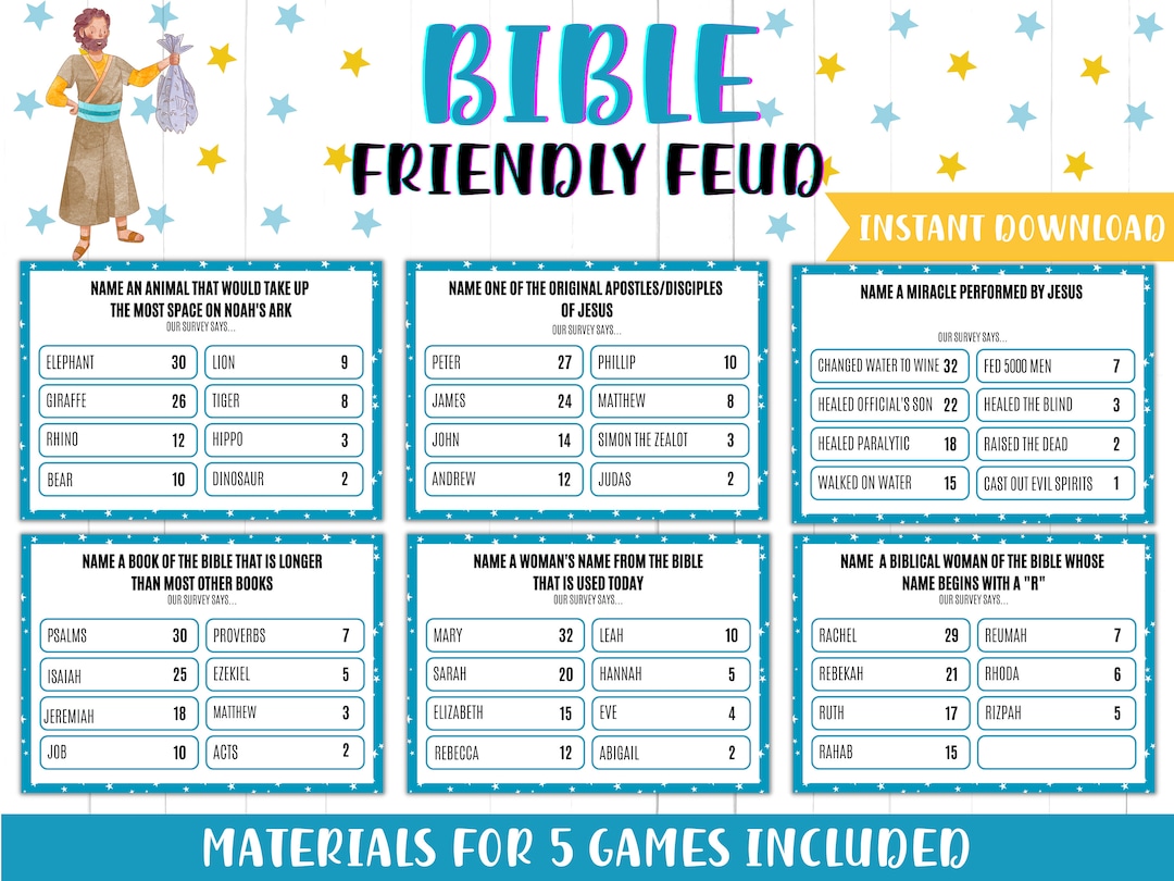 BIBLE FRIENDLY FEUD | Bible Trivia | Game Night | Fun Feud for Family ...
