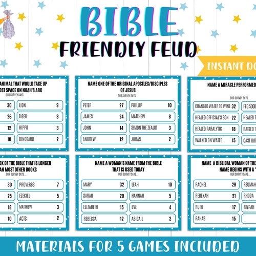BIBLE FRIENDLY FEUD Bible Trivia Game Night Fun Feud for - Etsy