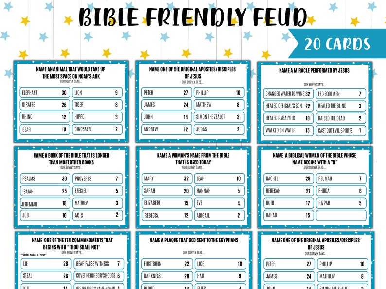 Bible Friendly Feud Game: Family Trivia Night (instant Download) - Etsy