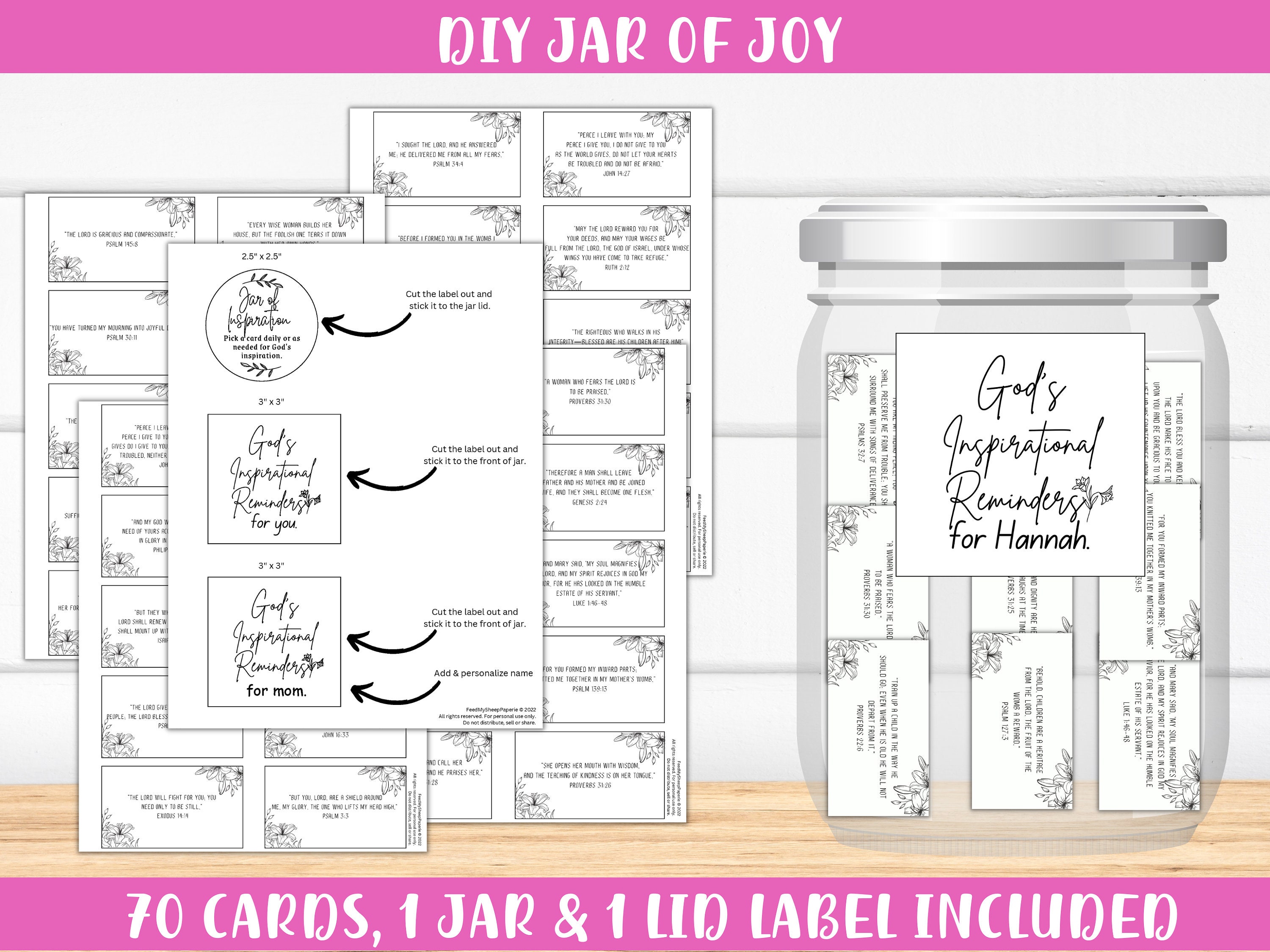 DIY Scripture Jar: Inspiring Bible Verses, Christian Gift (PDF) - Etsy