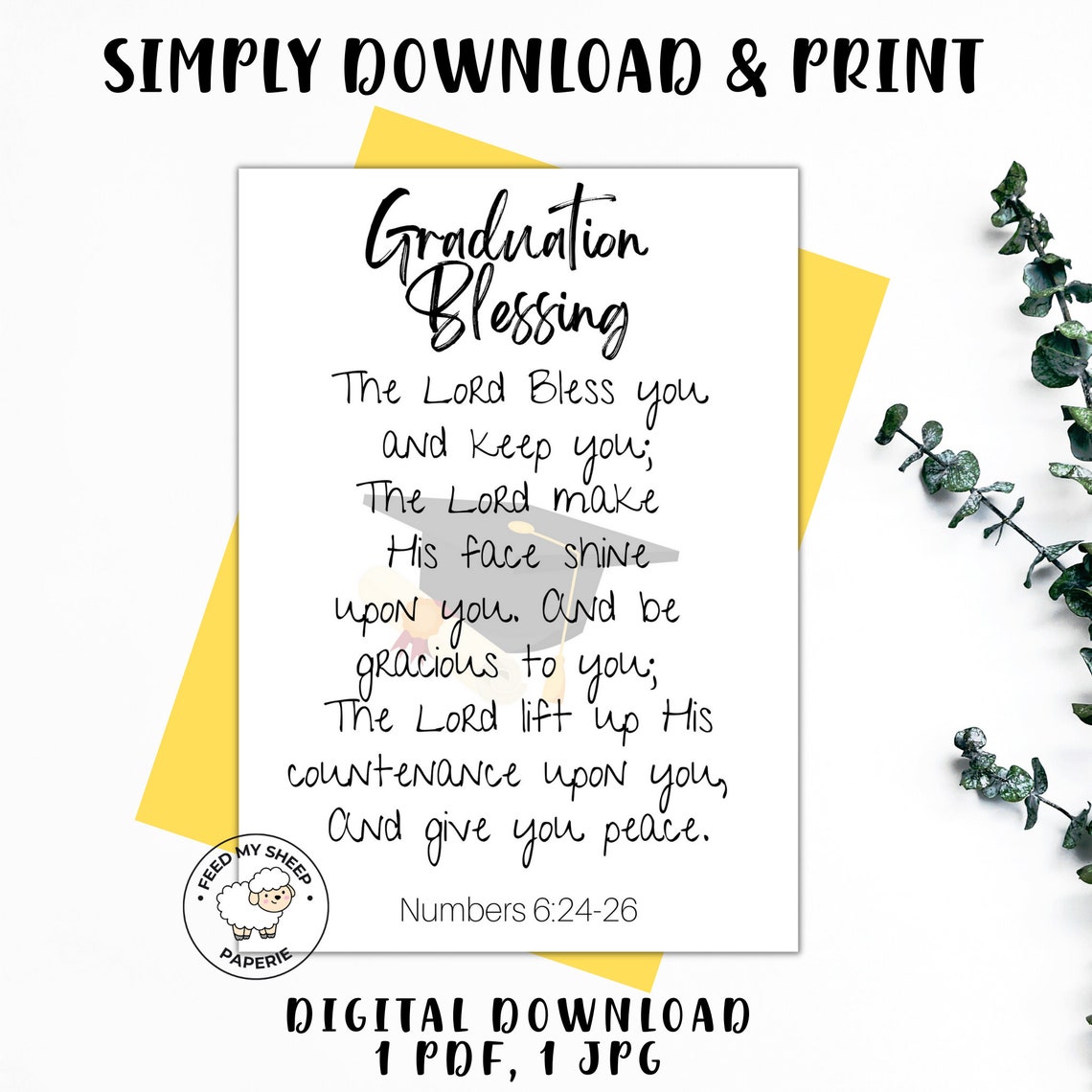 Graduation Blessing Card: Christian Verse, 5x7 (instant Download) - Etsy