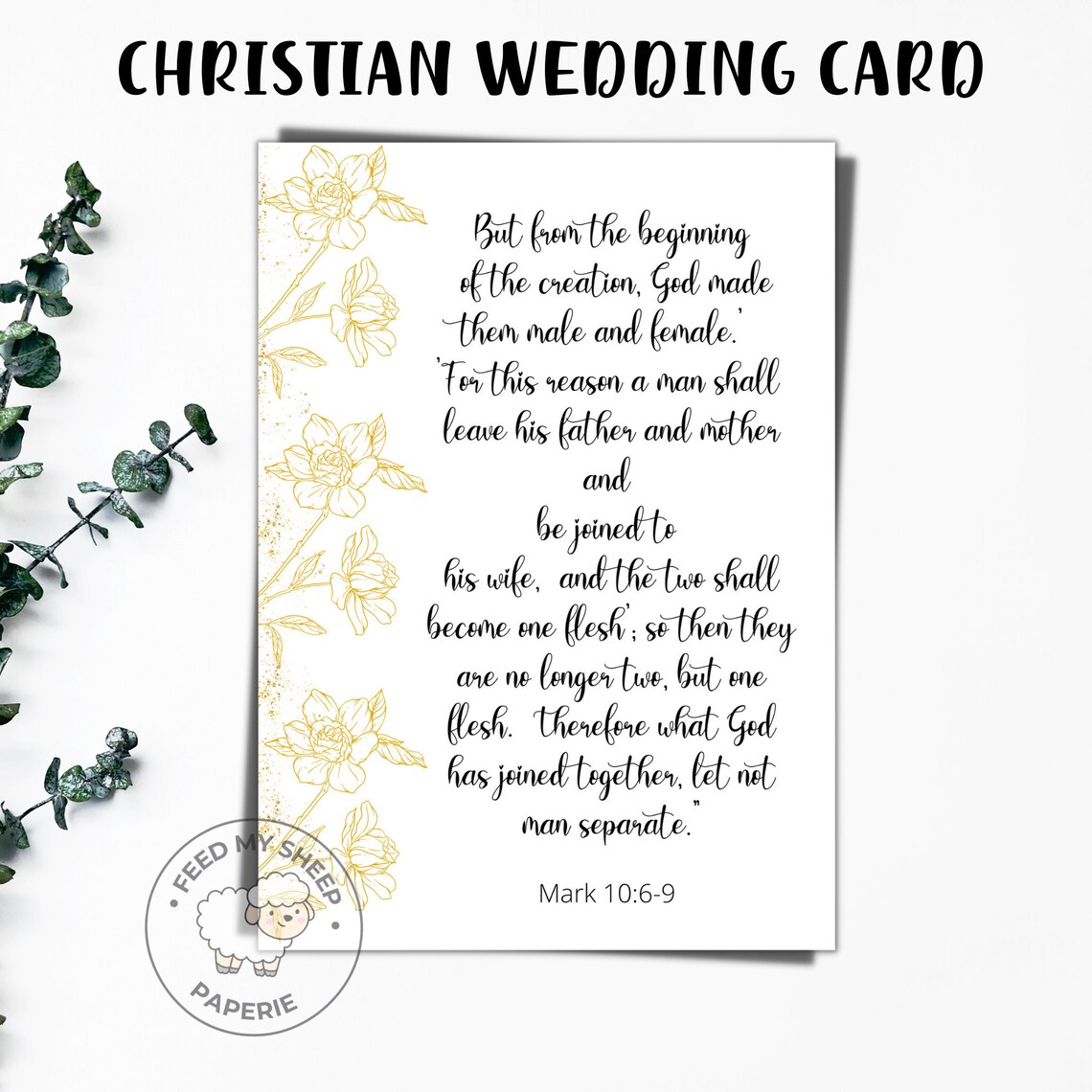 Christian Wedding Card Printable Wedding Card Christian Wedding Gift ...