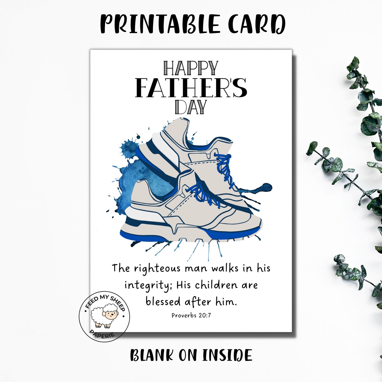 FATHERS DAY CARD | Printable Fathers Day Bible Verse Card | Proverbs 20 ...