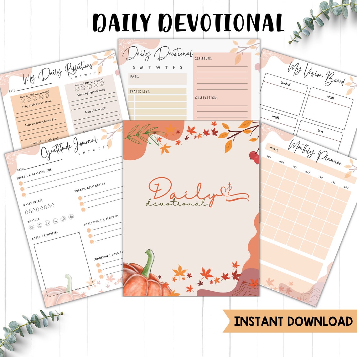 FALL DAILY DEVOTIONAL | Printable Daily Devotional | 8.5" X 11" Daily ...