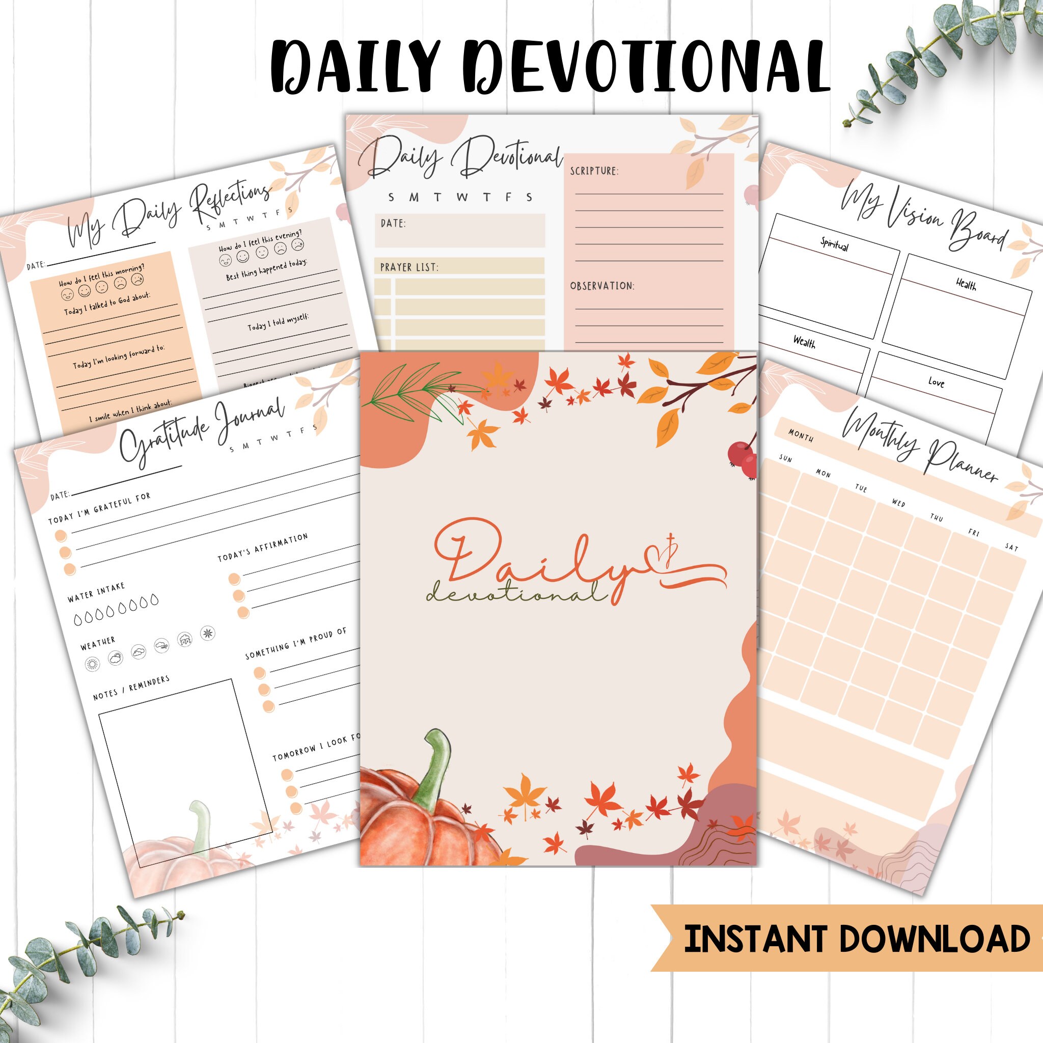 FALL DAILY DEVOTIONAL | Printable Daily Devotional | 8.5" X 11" Daily ...