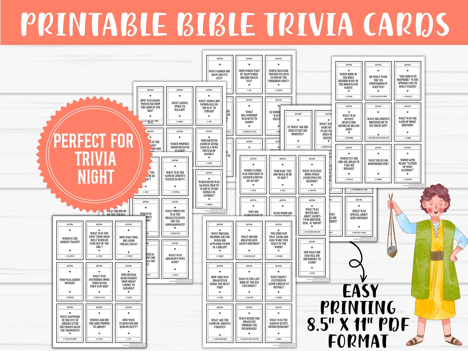 Old Testament Bible Trivia Cards: Church Games (printable) - Etsy