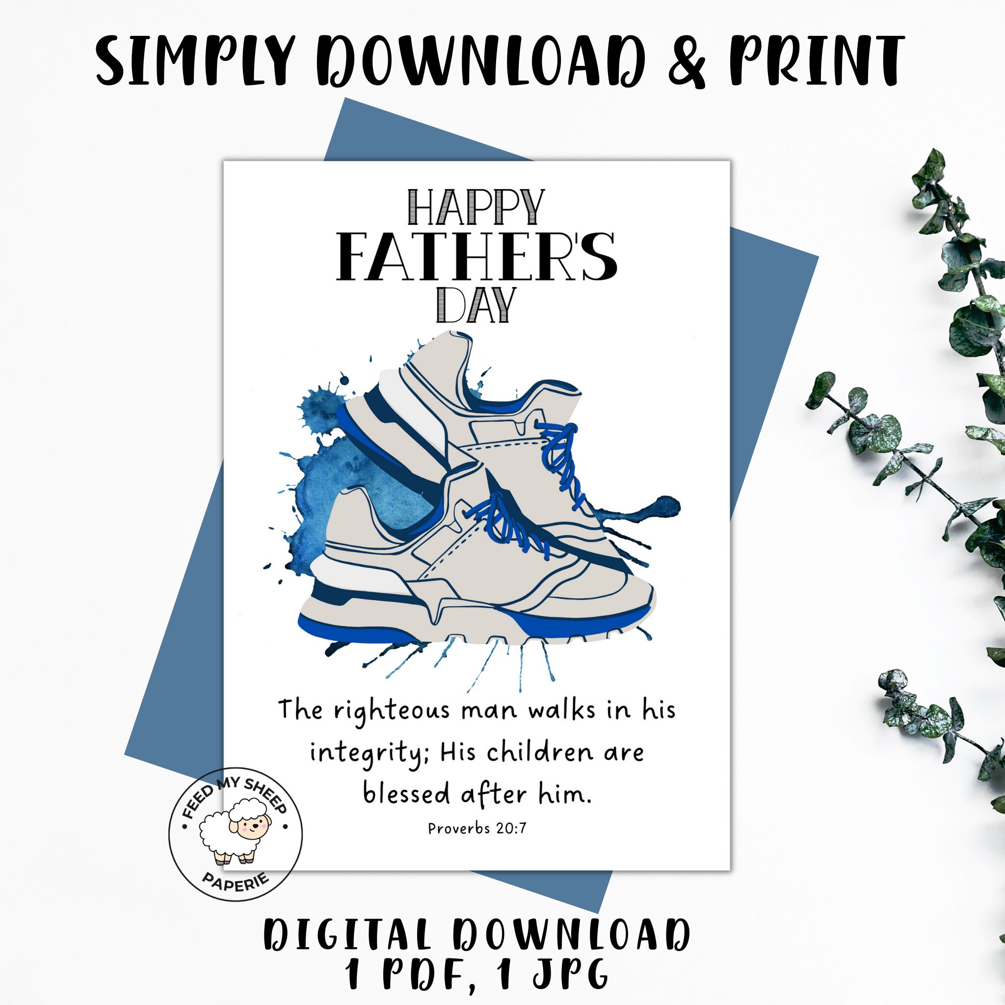 FATHERS DAY CARD | Printable Fathers Day Bible Verse Card | Proverbs 20 ...