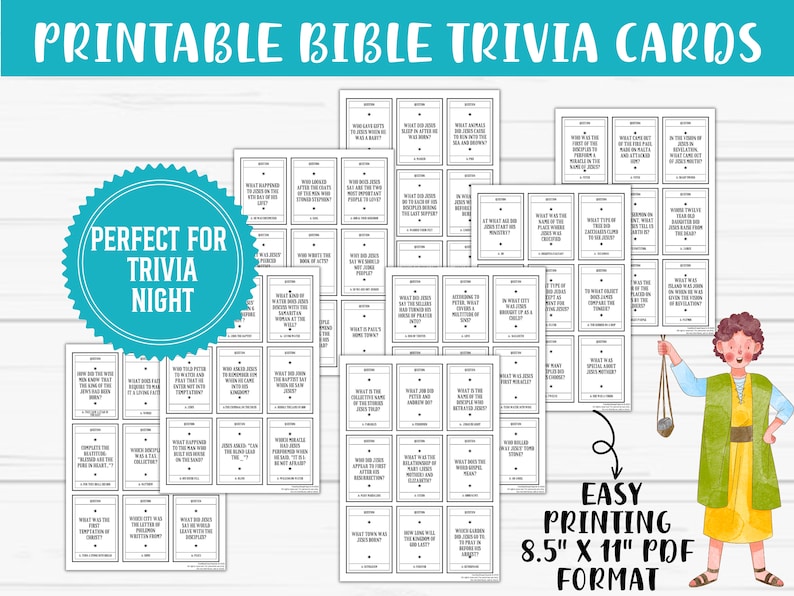 New Testament Bible Trivia Cards: Church Games (printable) - Etsy