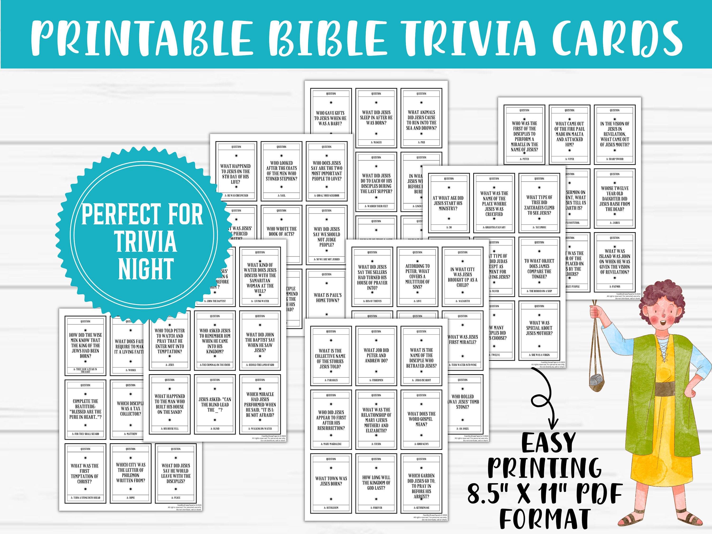 Bible Trivia New Testament Cards | Bible Trivia Questions | Printable ...