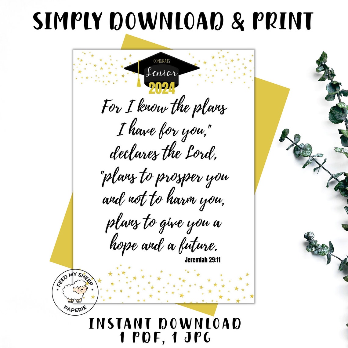 Christian Graduation Card: Meaningful Verse, 5x7 (instant Download) - Etsy