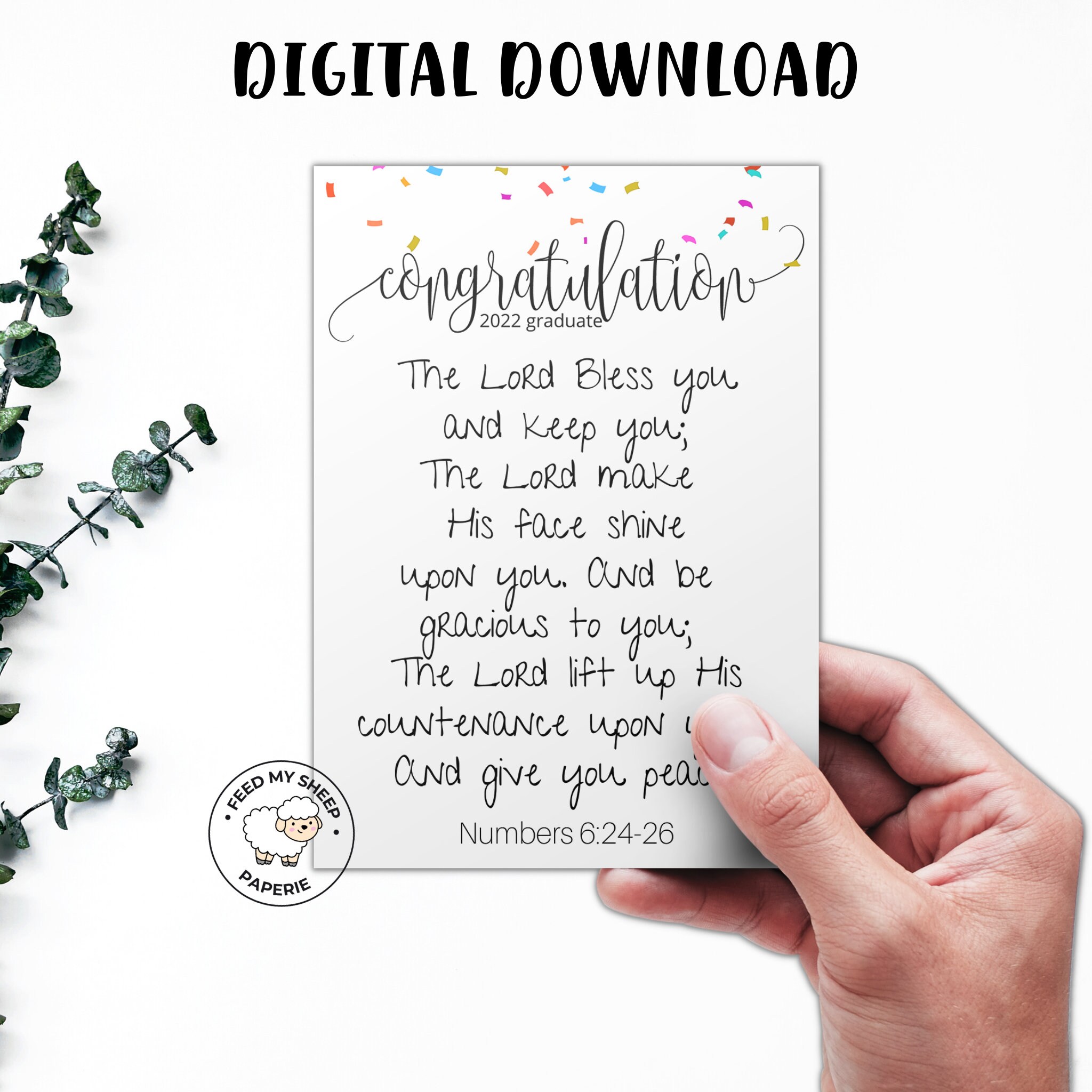 Christian Graduation Card: Blessing Verse, 5x7 Printable (PDF) - Etsy
