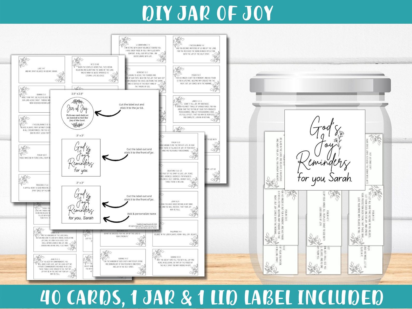 DIY Jar of Joy: Bible Verse Cards, Christian Gift (printable PDF) - Etsy
