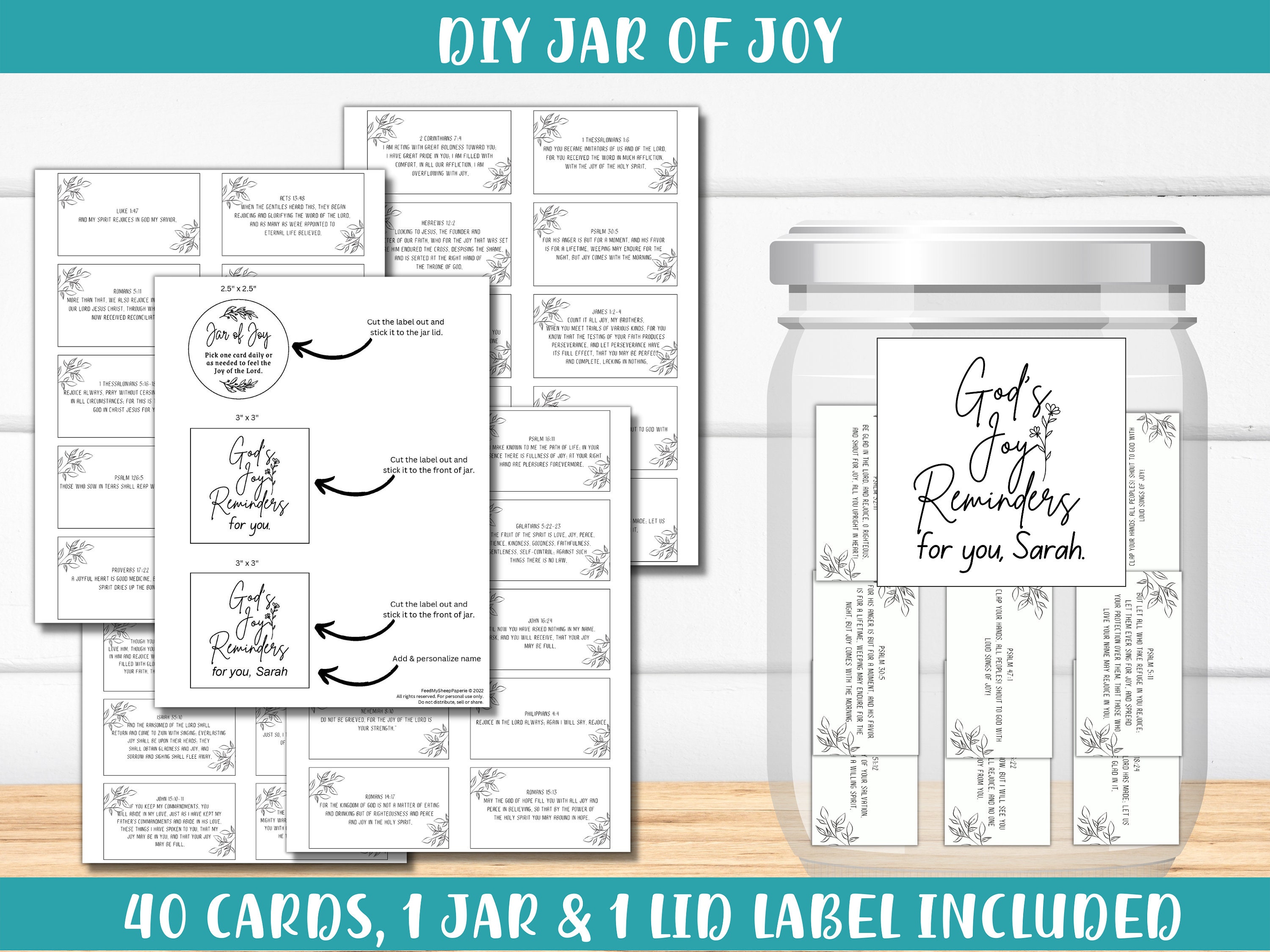 DIY Jar of Joy: Bible Verse Cards, Christian Gift (printable PDF) - Etsy