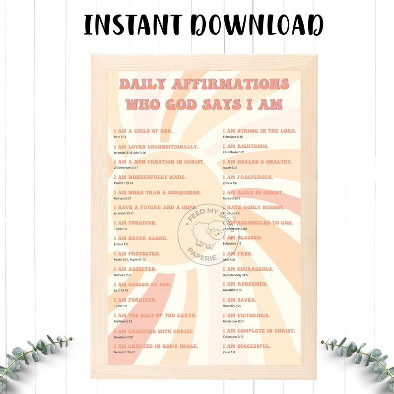 Affirmations Wall Art | Positive Affirmations | Christian Affirmations ...