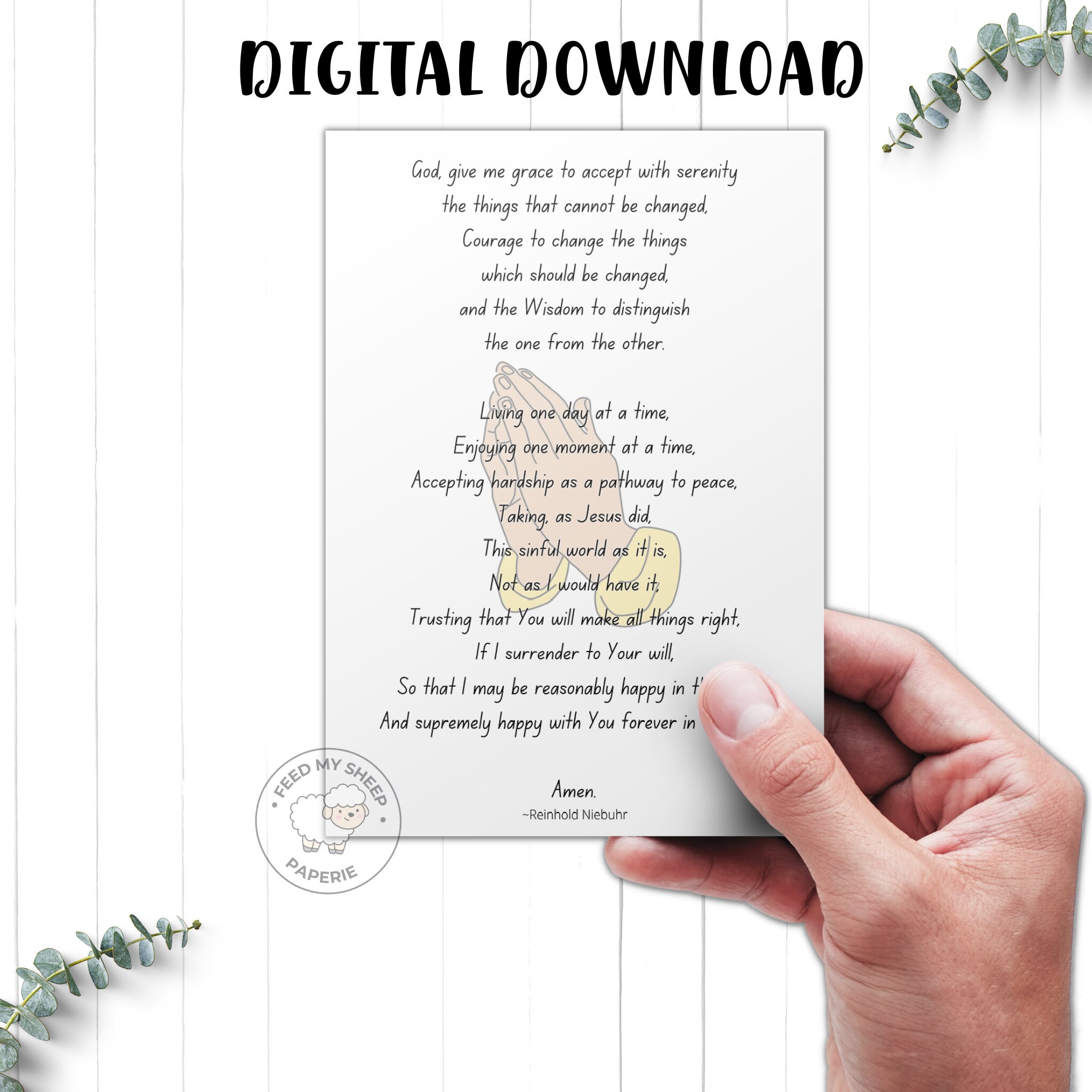 Printable Serenity Card | Sobriety Card | Recovery Card | Serenity ...