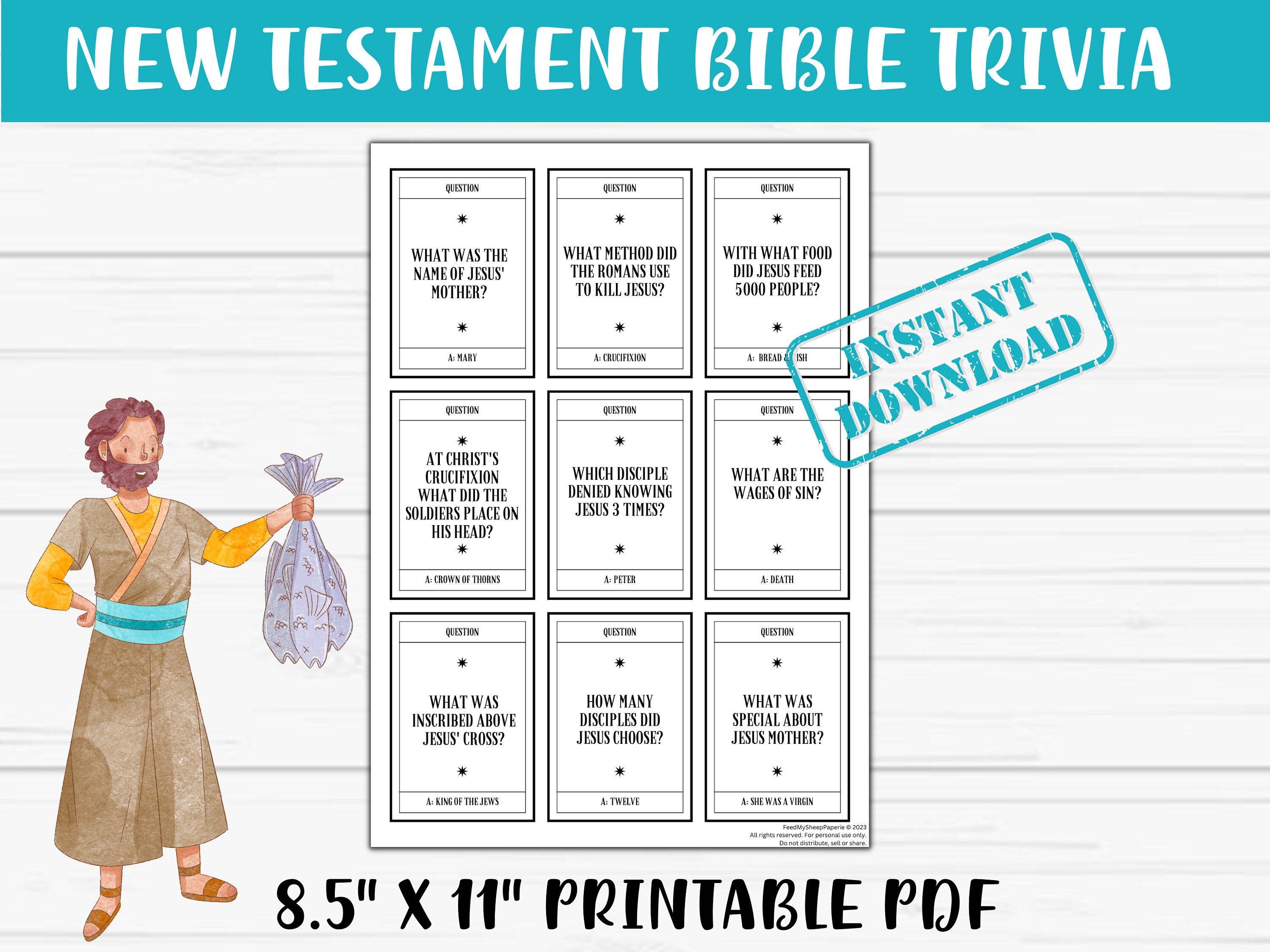 New Testament Bible Trivia Cards: Church Games (printable) - Etsy