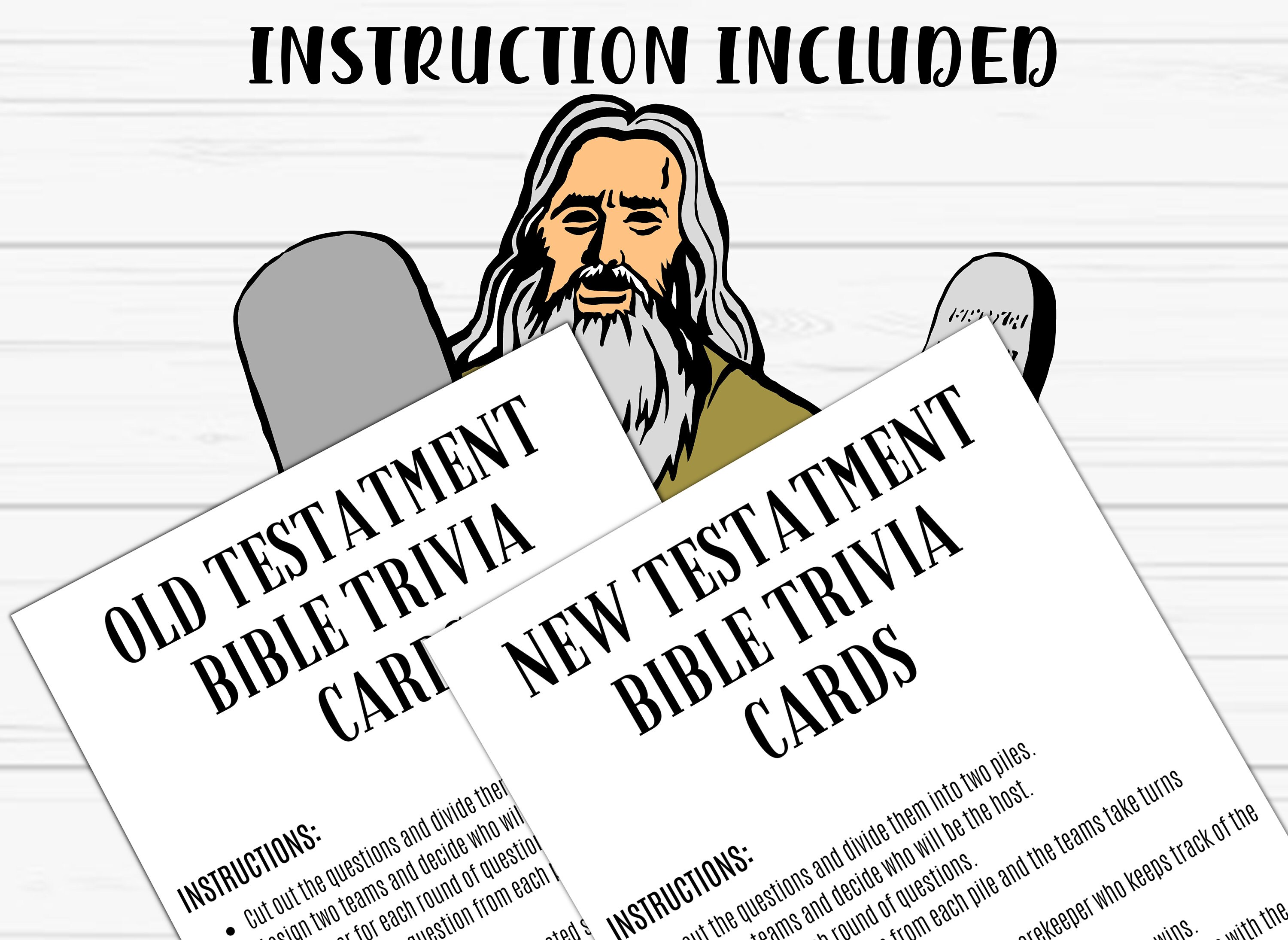 Bible Trivia Cards: Old & New Testament, Church Games (printable) - Etsy