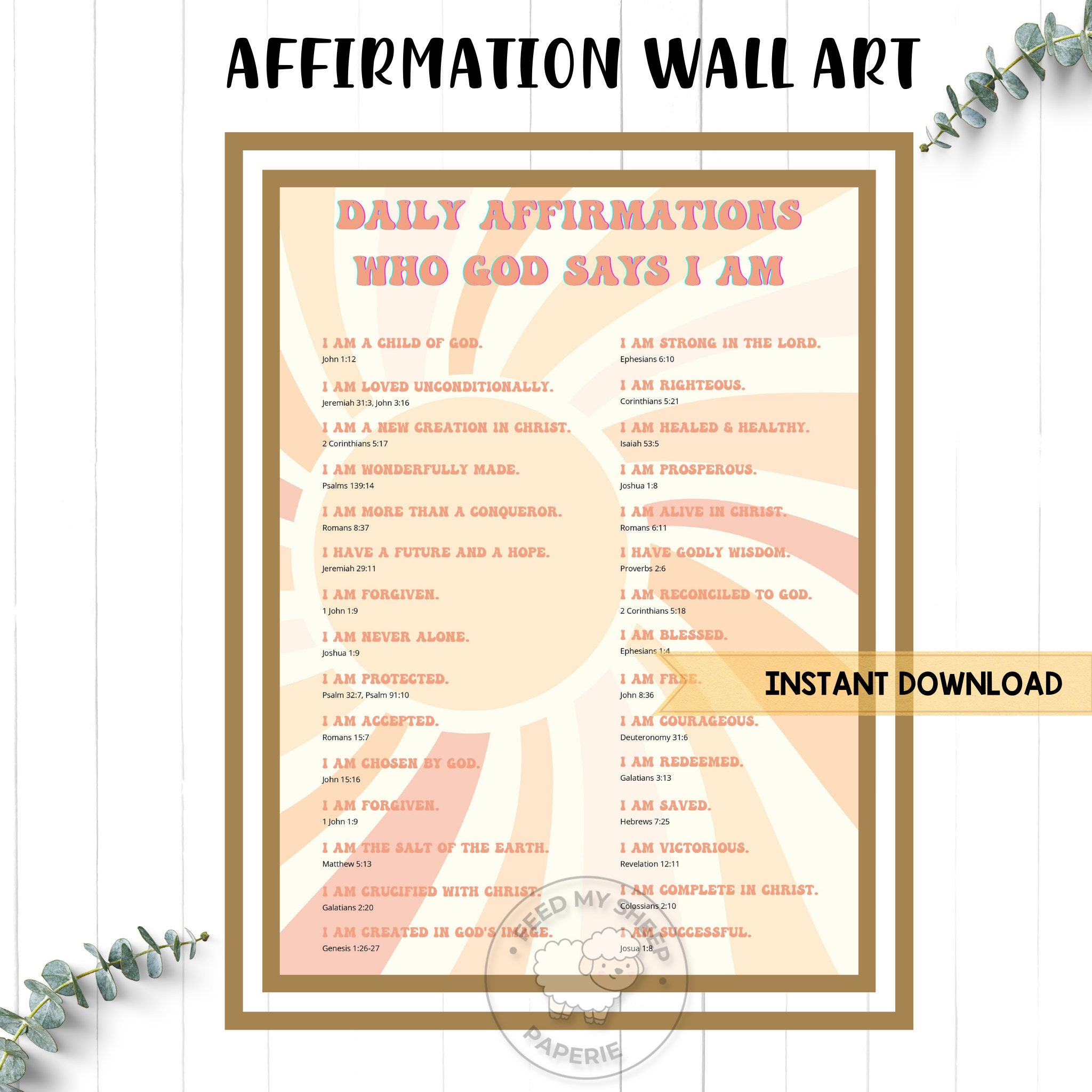 Affirmations Wall Art | Positive Affirmations | Christian Affirmations ...