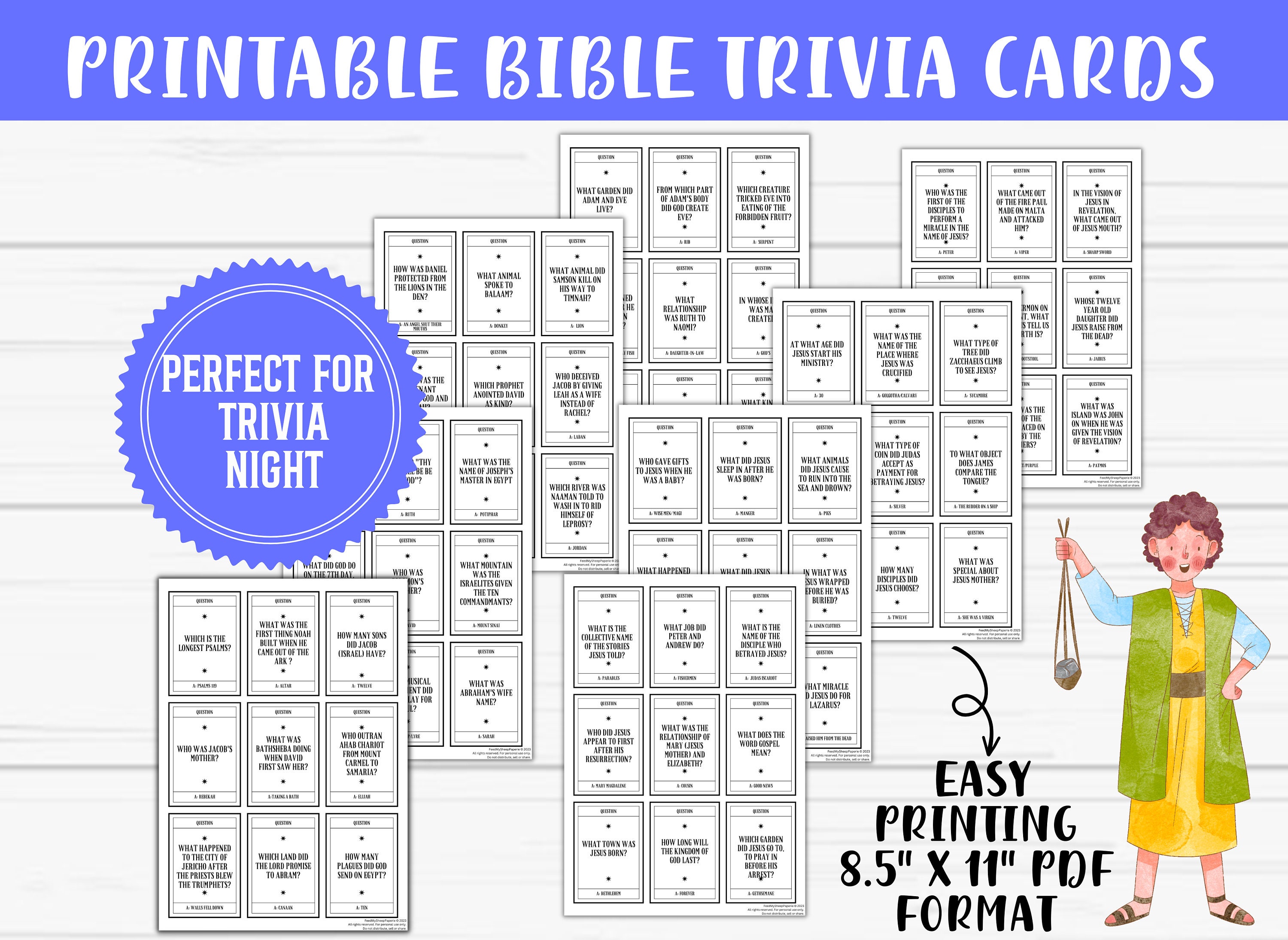 Bible Trivia Cards: Old & New Testament, Church Games (printable) - Etsy