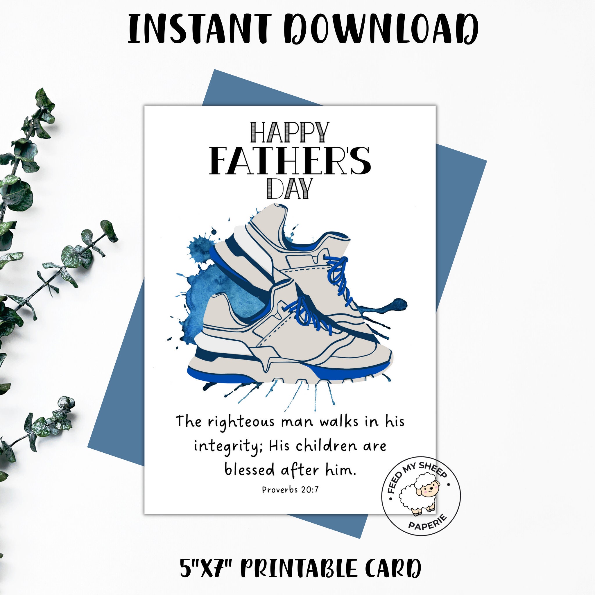 FATHERS DAY CARD | Printable Fathers Day Bible Verse Card | Proverbs 20 ...