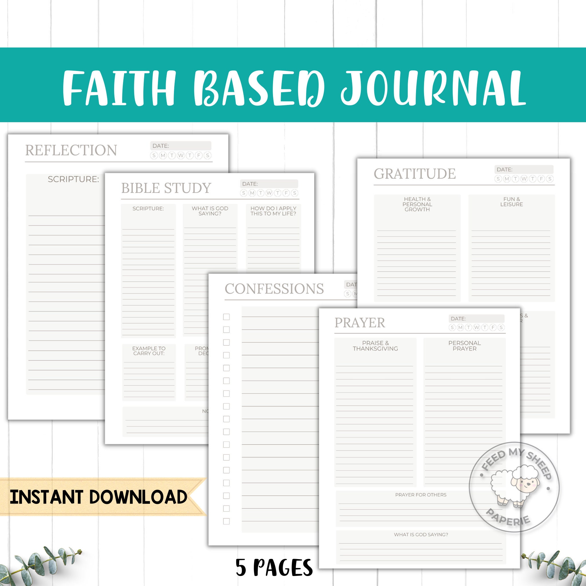 Prayer Journal | Printable Bible Study | Faith Based Journal | Bible ...