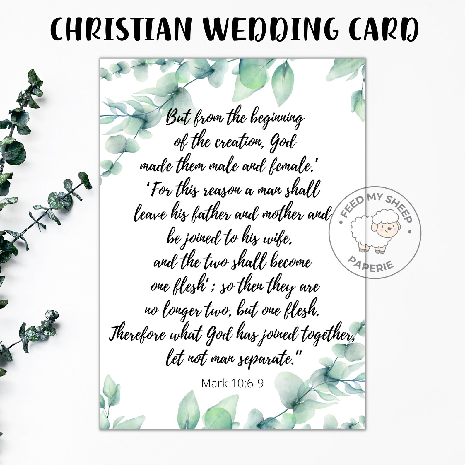 Printable Christian Wedding Card Wedding Card 5x7 Wedding Card Instant ...