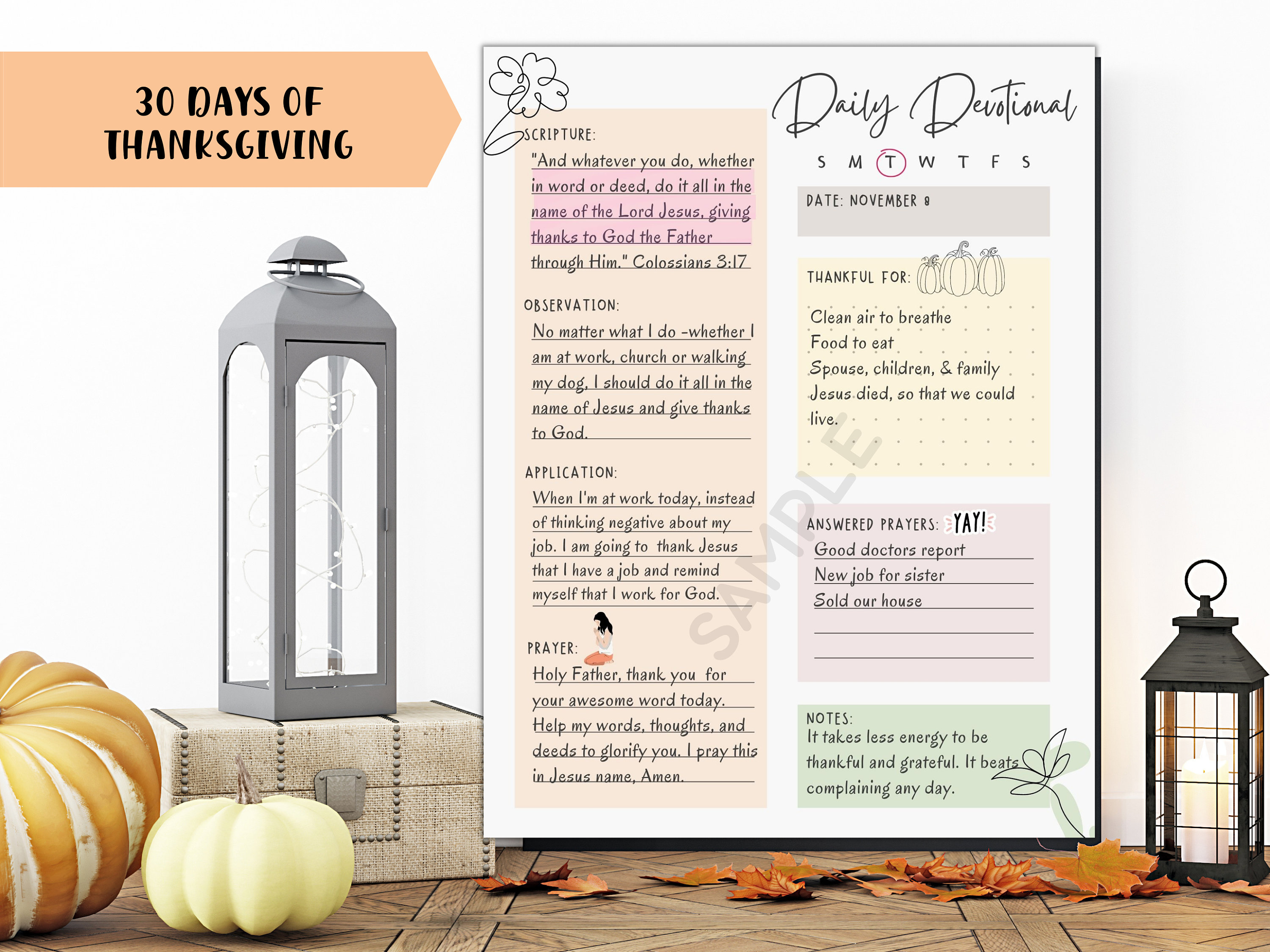 DAILY DEVOTIONAL BUNDLE 30 Days of Thanksgiving Printable - Etsy