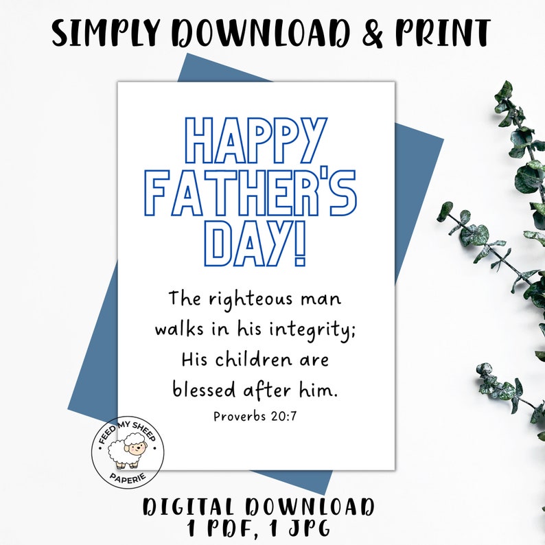 HAPPY FATHERS DAY Card | Printable Fathers Day Bible Verse Card ...