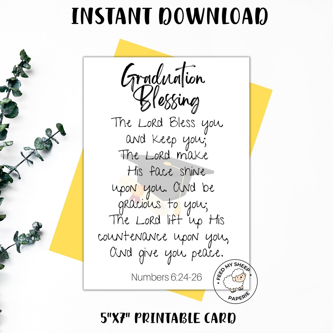 Graduation Blessing Card: Christian Verse, 5x7 (instant Download) - Etsy
