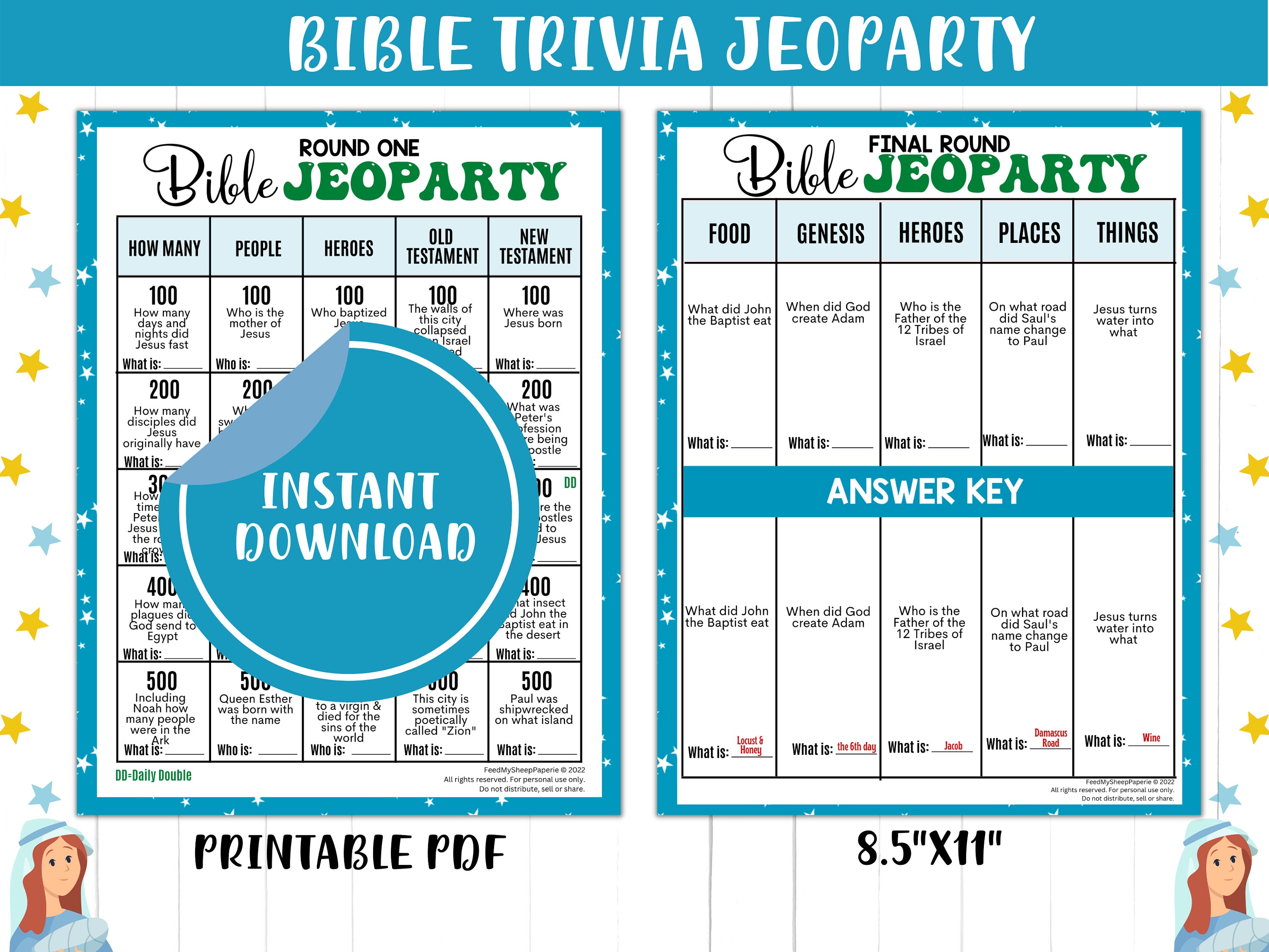 Bible Jeopardy Game: Family Fun Trivia (instant Download) - Etsy