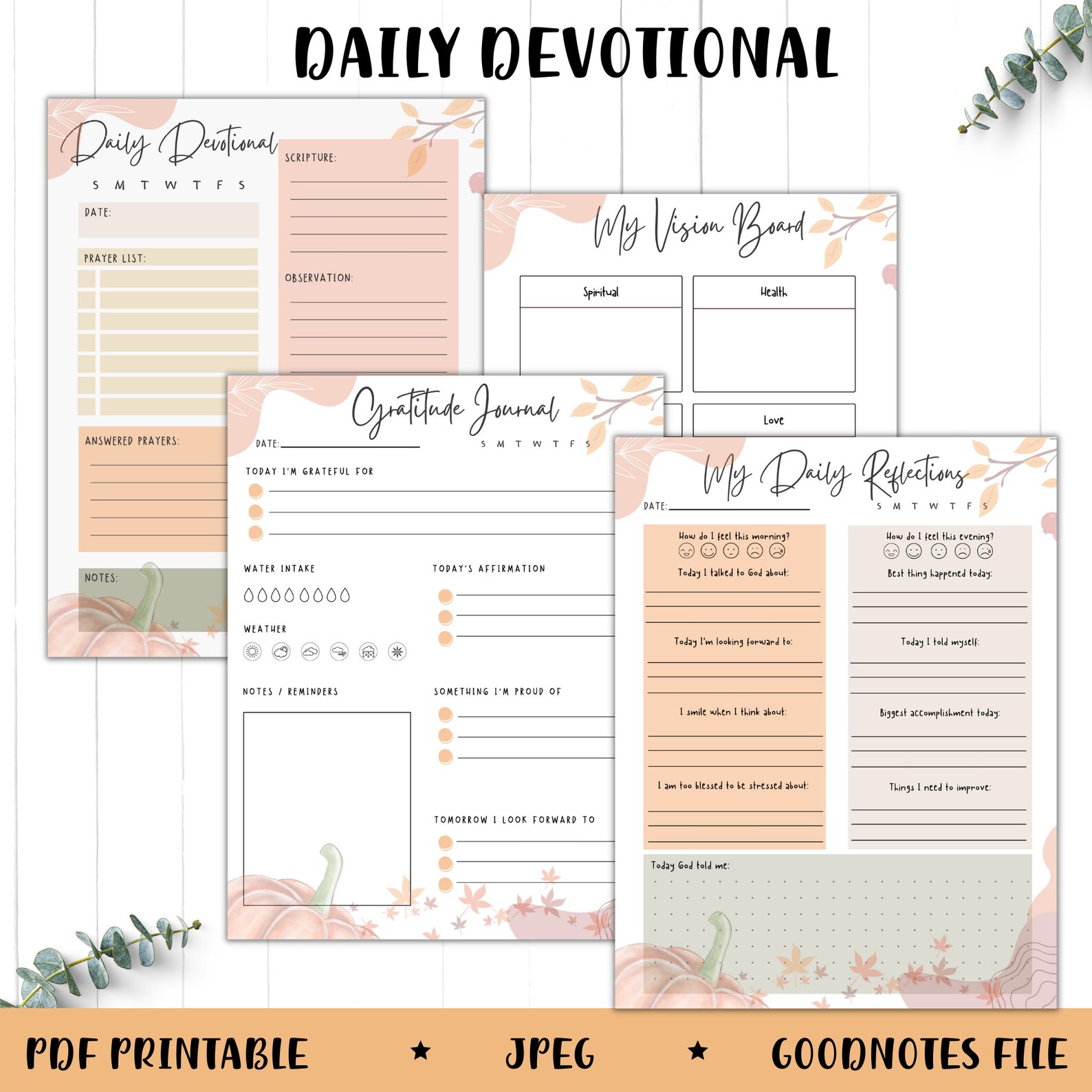 FALL DAILY DEVOTIONAL | Printable Daily Devotional | 8.5" X 11" Daily ...