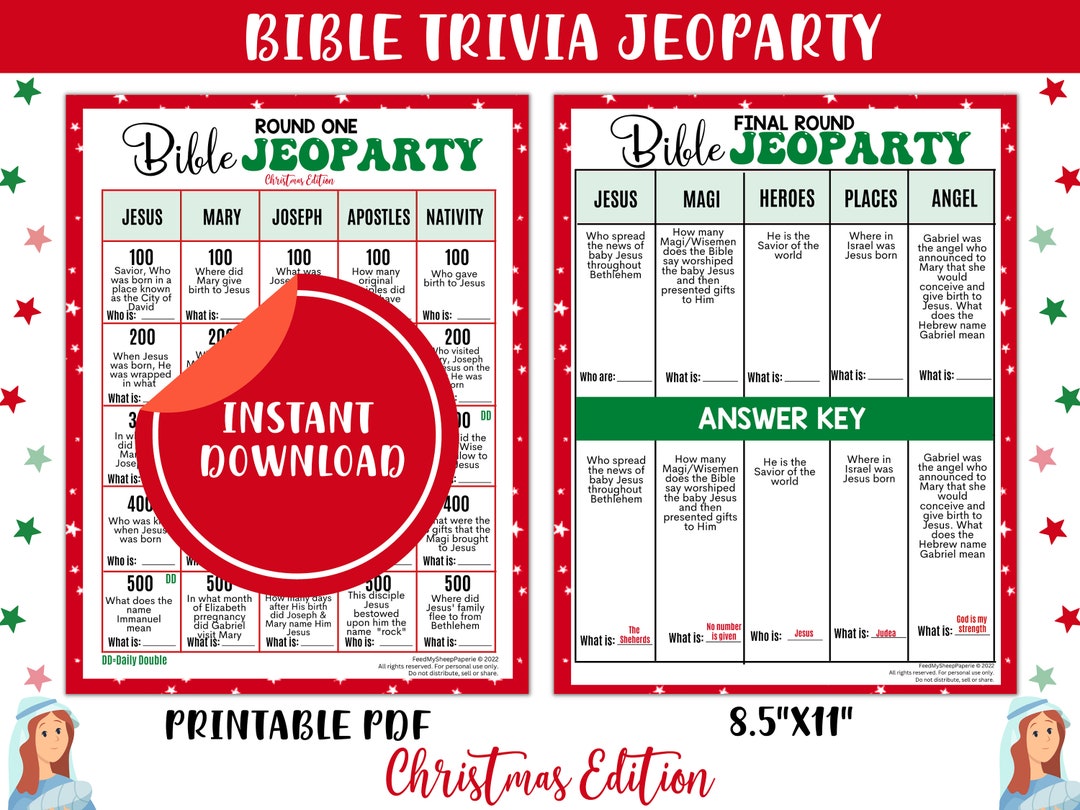 Christmas Bible Trivia Jeopardy Game: Family Fun (PDF Download) - Etsy