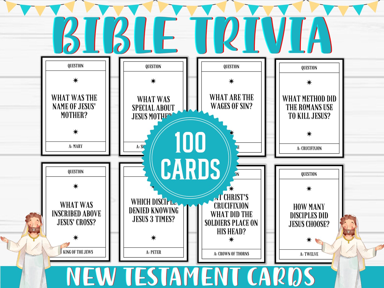 New Testament Bible Trivia Cards: Church Games (printable) - Etsy