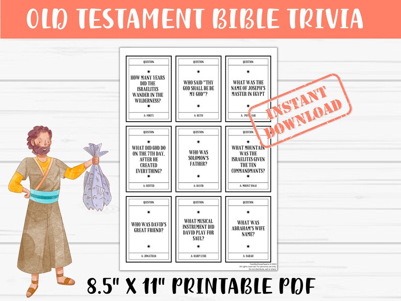 Old Testament Bible Trivia Cards: Church Games (printable) - Etsy