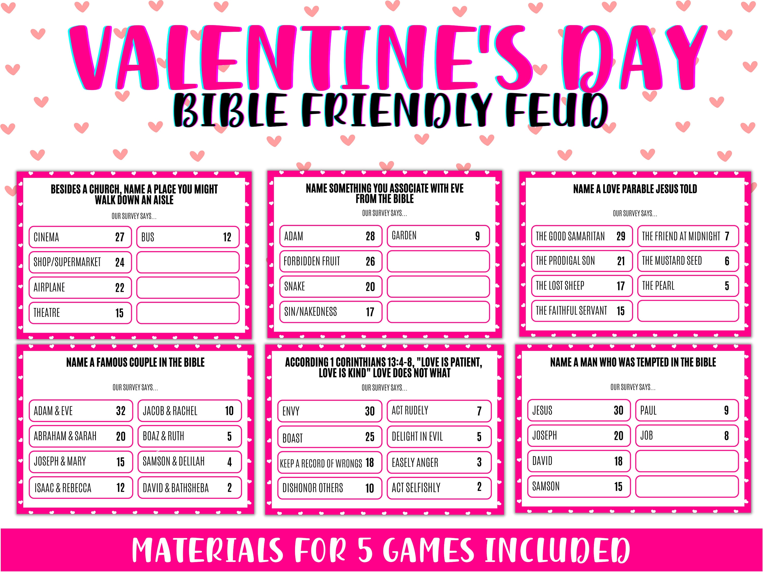 Valentine's Day Bible Feud Game: Family Fun (printable) - Etsy