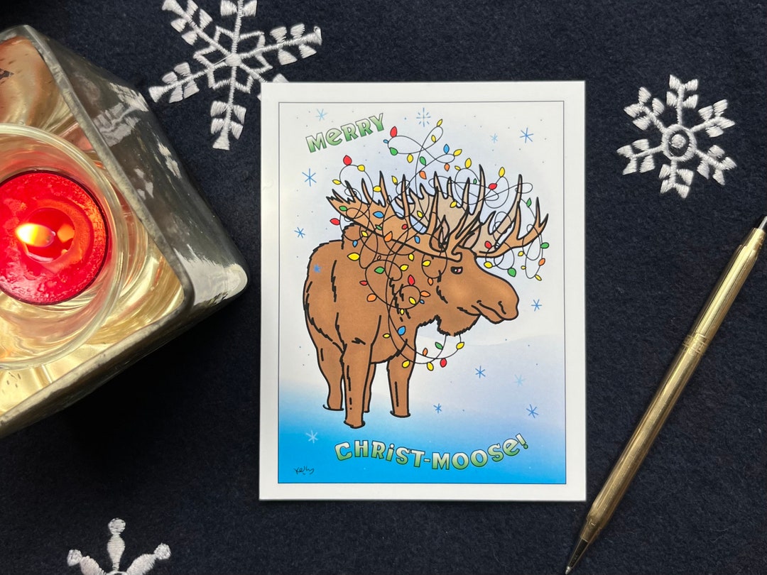 Moose Christmas Card Boxed Set of 10, Funny Christmas Cards, Boxed ...