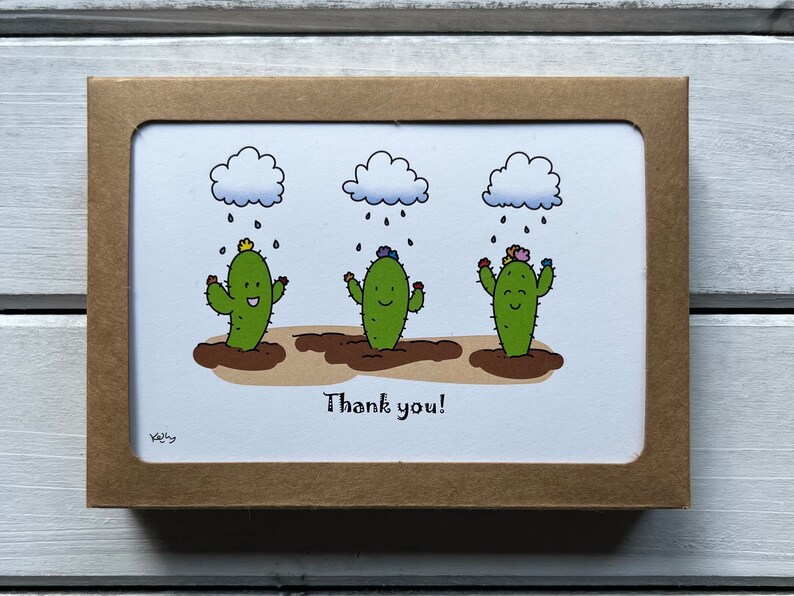 Thank You Cards Set of 8 Boxed Set of 8 Note Cards Cactus - Etsy