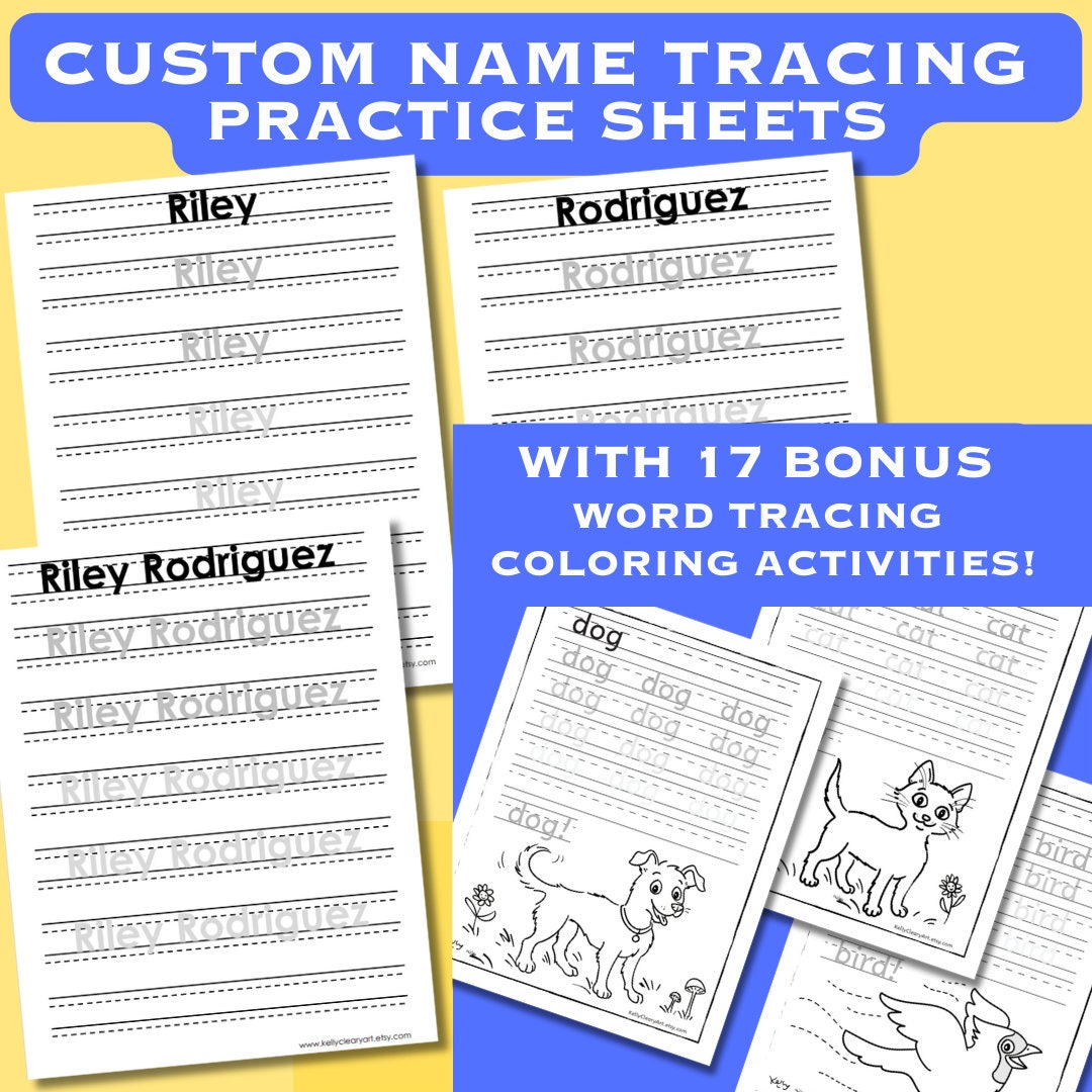 Personalized Name Tracing Sheets, Custom Name Tracing Page, Letter ...