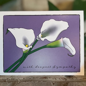 Calla Lily Sympathy Card, Bereavement Condolences; Flower Sympathy Card ...