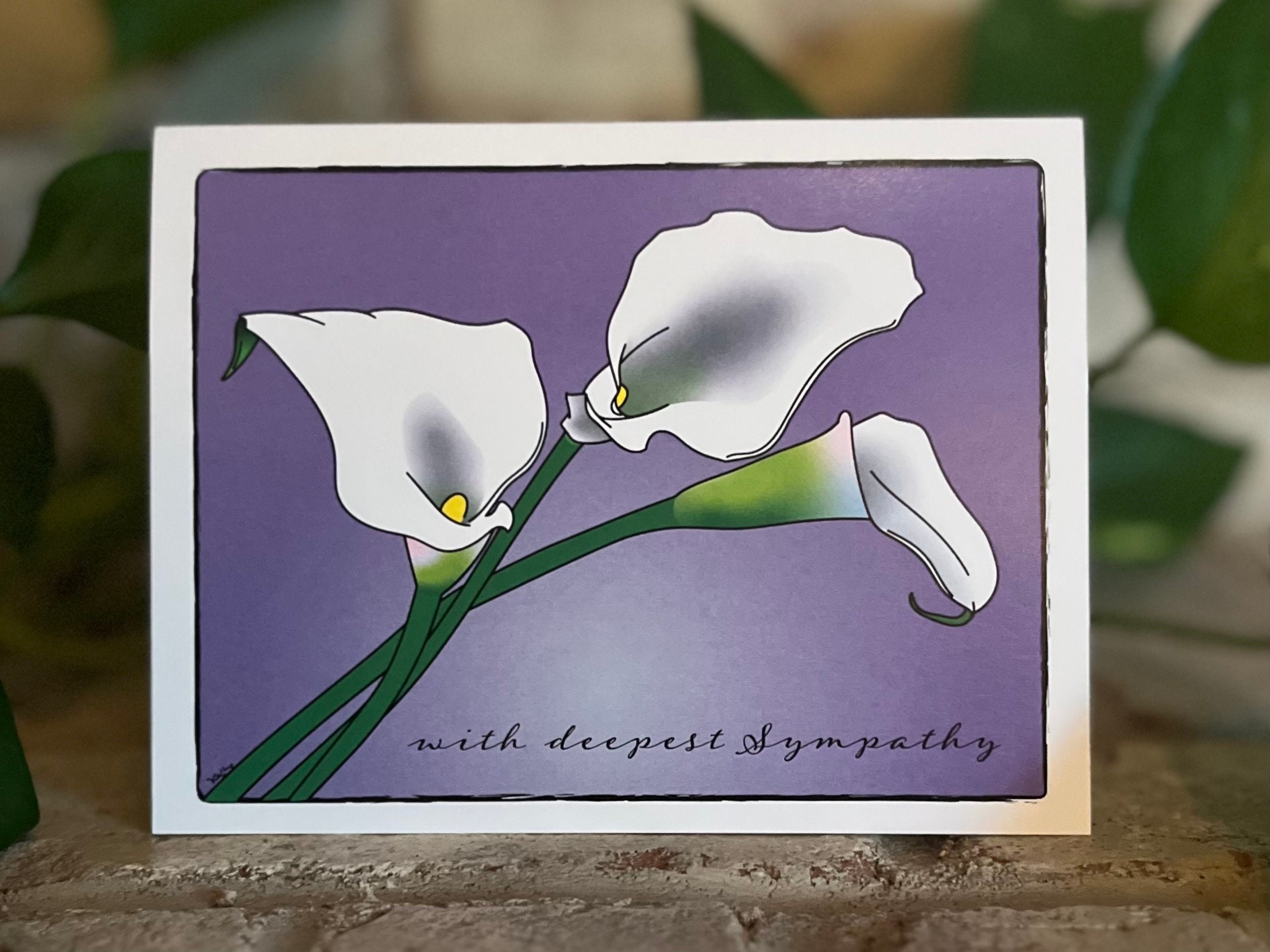 Calla Lily Sympathy Card, Bereavement Condolences; Flower Sympathy Card ...