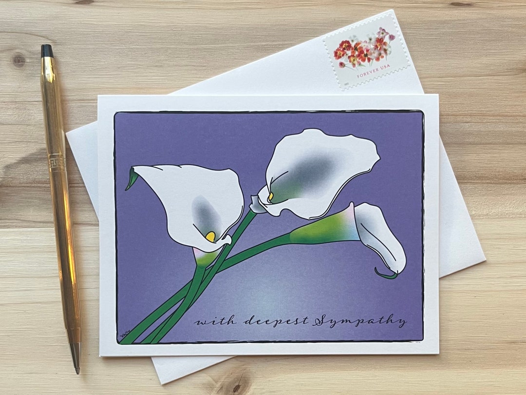 Calla Lily Sympathy Card, Bereavement Condolences; Flower Sympathy Card ...