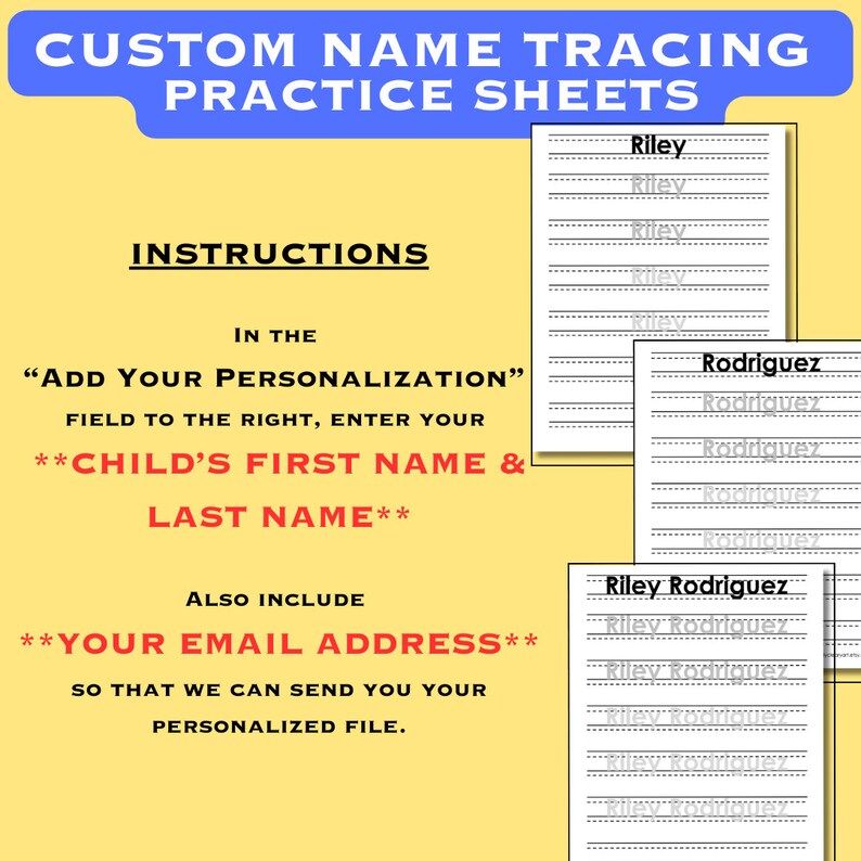 Personalized Name Tracing Sheets, Custom Name Tracing Page, Letter ...