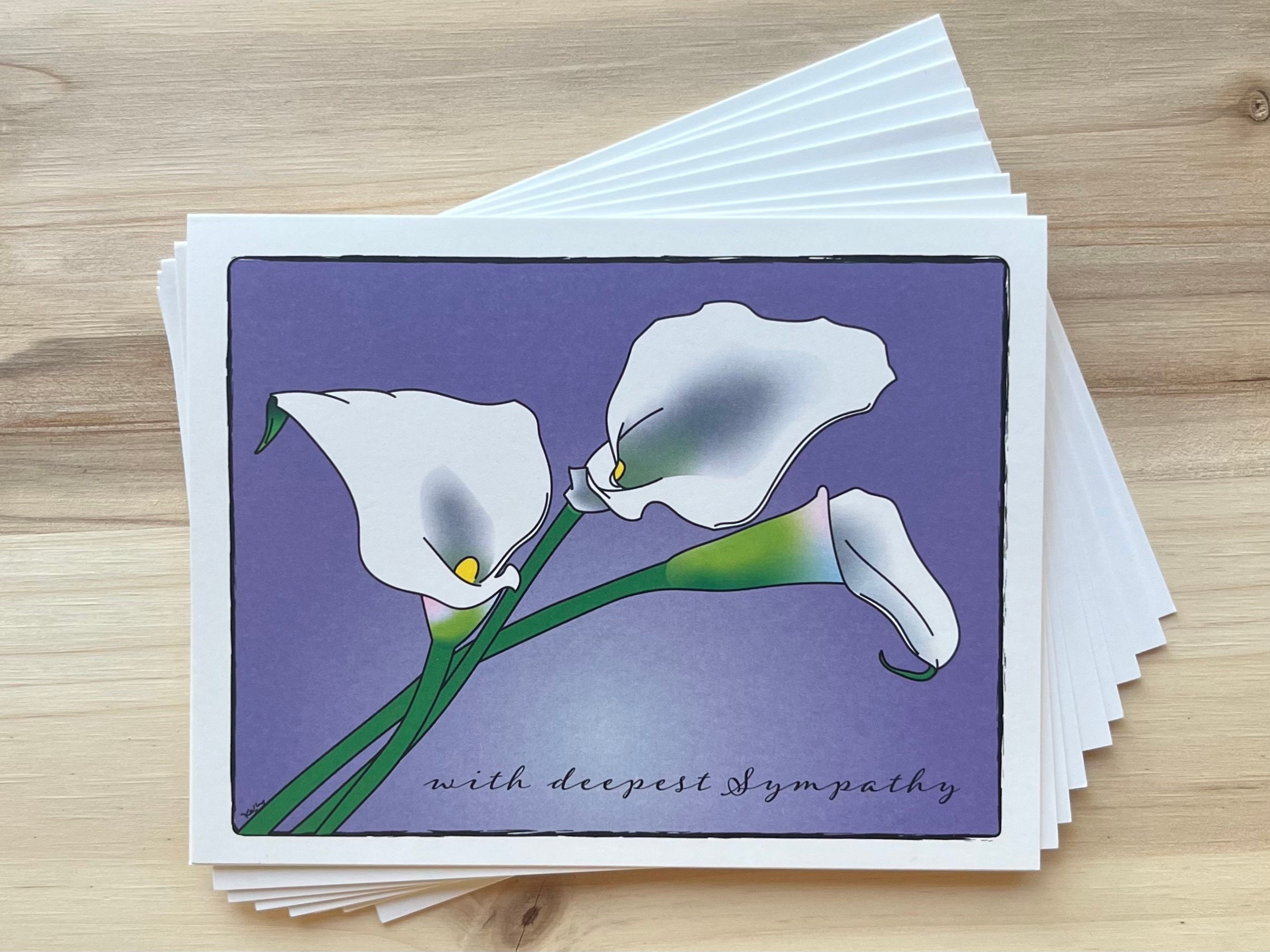 Calla Lily Sympathy Card, Bereavement Condolences; Flower Sympathy Card ...