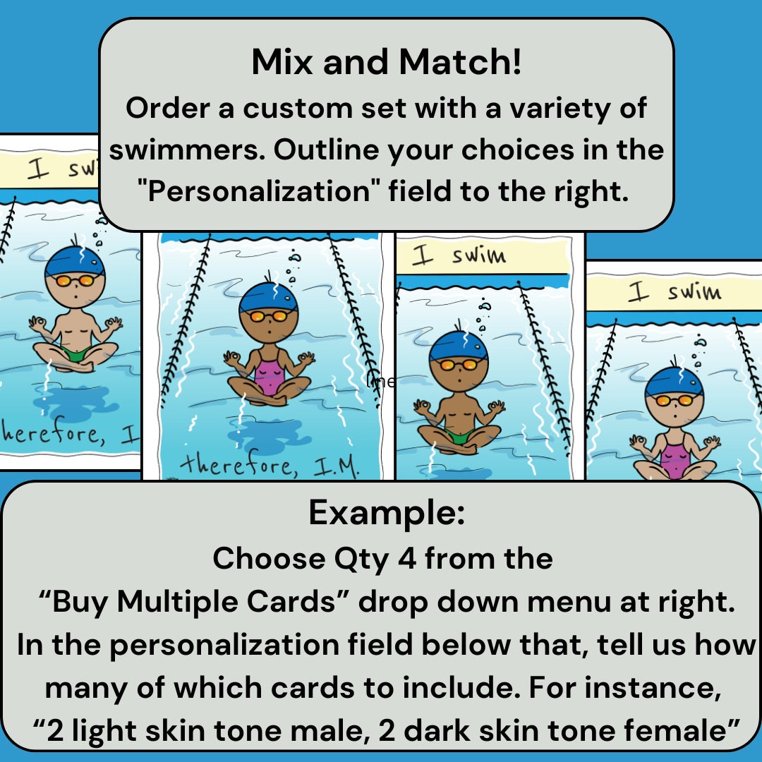 Swimmer Note Card Thank You Card for Swim Coach Thank You Card for Swim ...